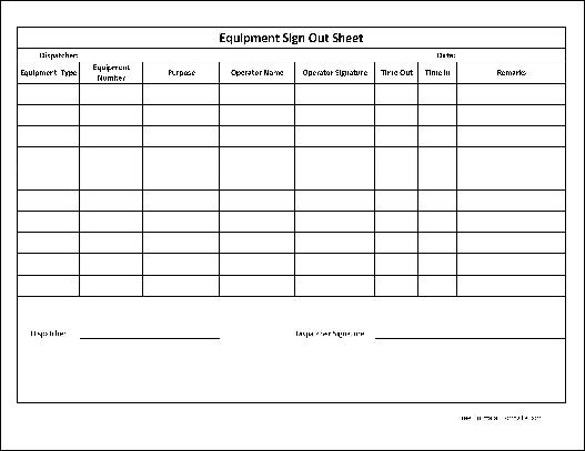 Free Basic Equipment Sign Out Sheet (Wide Row) from Formville Free Basic Equipment Sign Out Sheet (Wide Row) from Formville