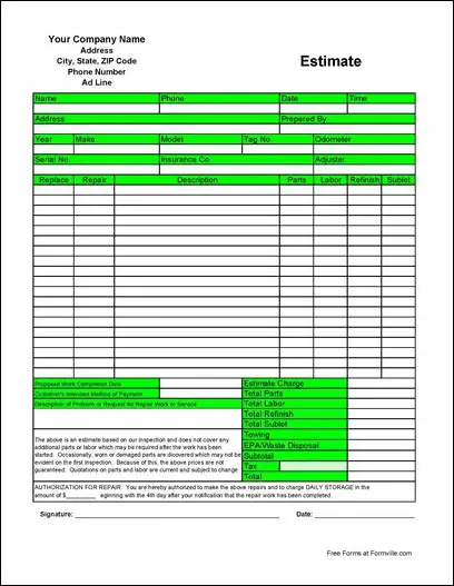 Printable Estimate Forms Lawn Care Joy Studio Design Gallery Best 