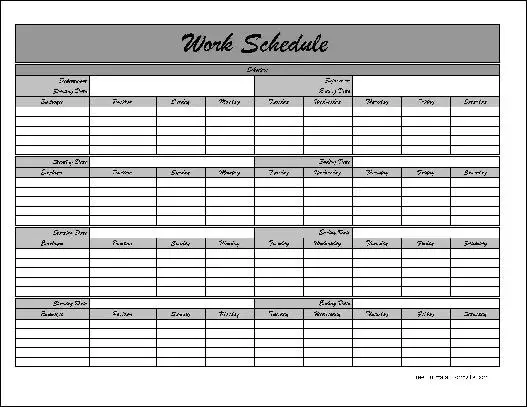 Free Fancy Monthly Work Schedule From Formville