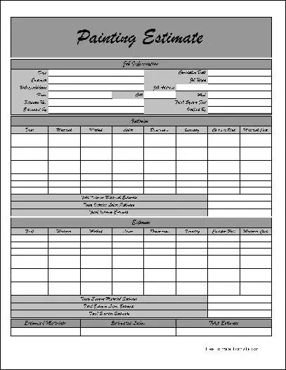 Free Fancy Painting Estimate Form From Formville